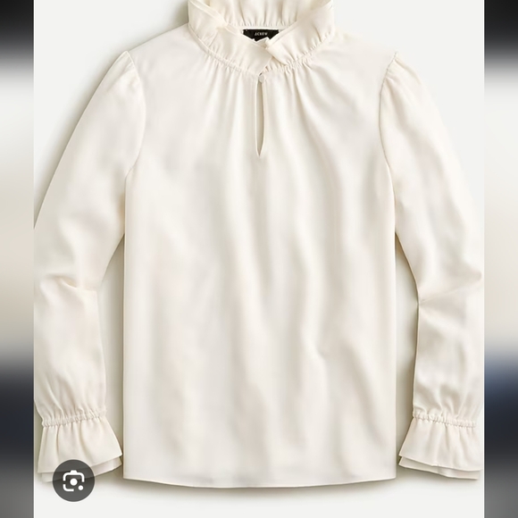 J. Crew | Tops | J Crew Cream Ruffle Blouse | Poshmark
